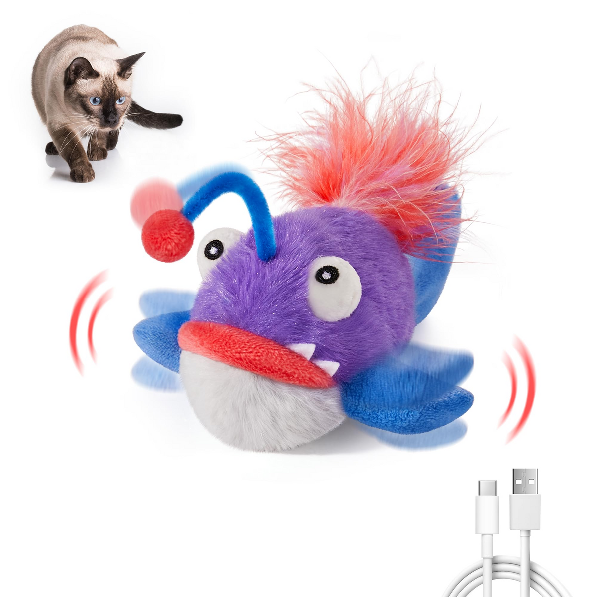 Potaroma Cat Toys Flapping Fish, Interactive Hangable Realistic Angler