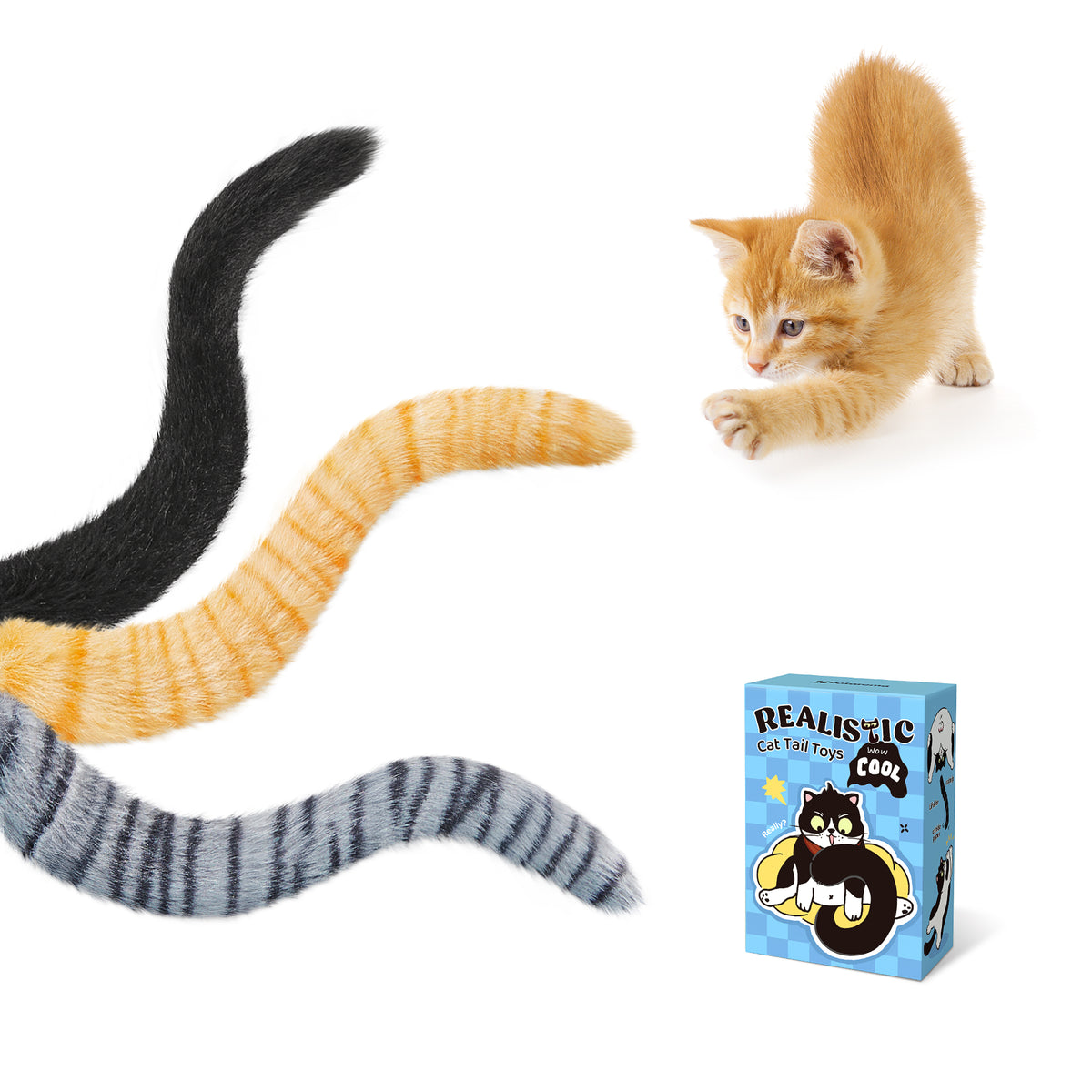Potaroma Lifelike Tail Simulation Cat Catnip Toys, Pack of 3