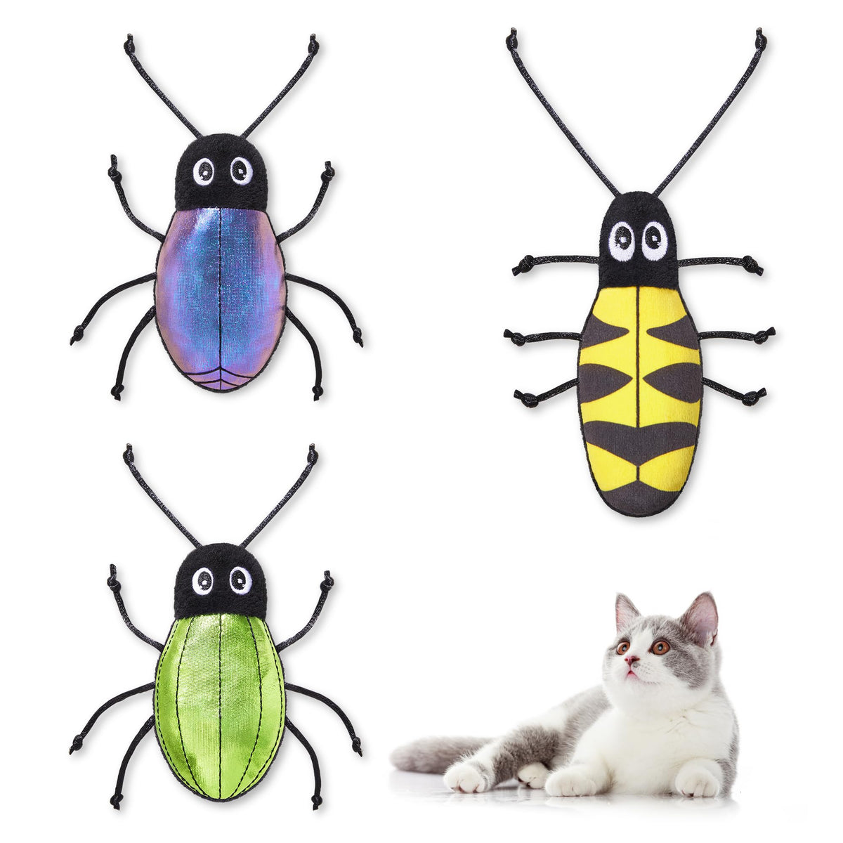 Potaroma Realistic Bug Catnip Cat Toys Crinkly Sound